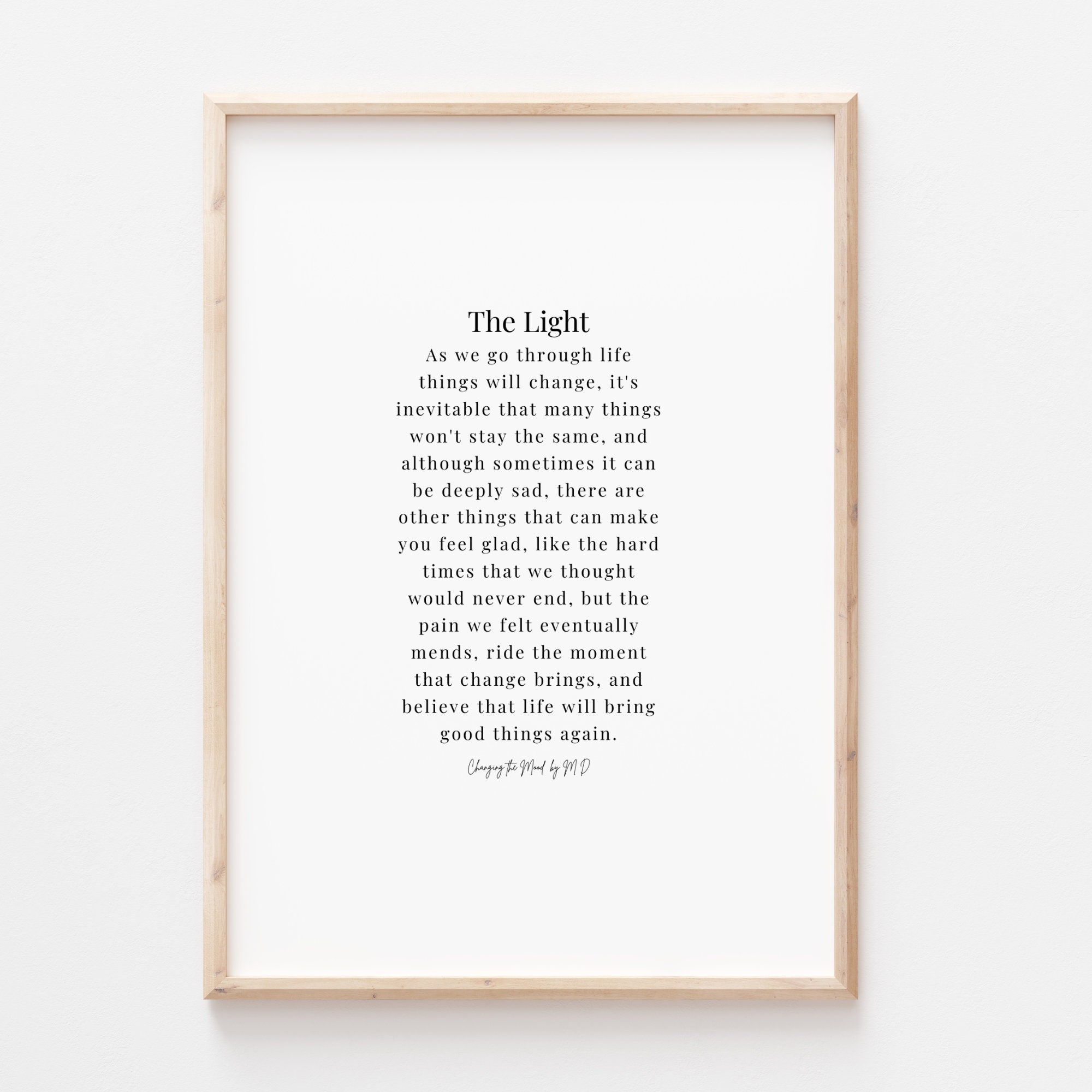 The Light - Original Poem Print (A4 and A3 Download) - Etsy