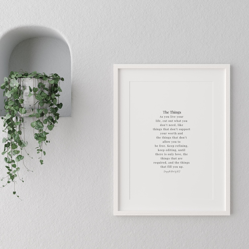 The Things - Original Poem Print - A4 and A3 Download - Etsy