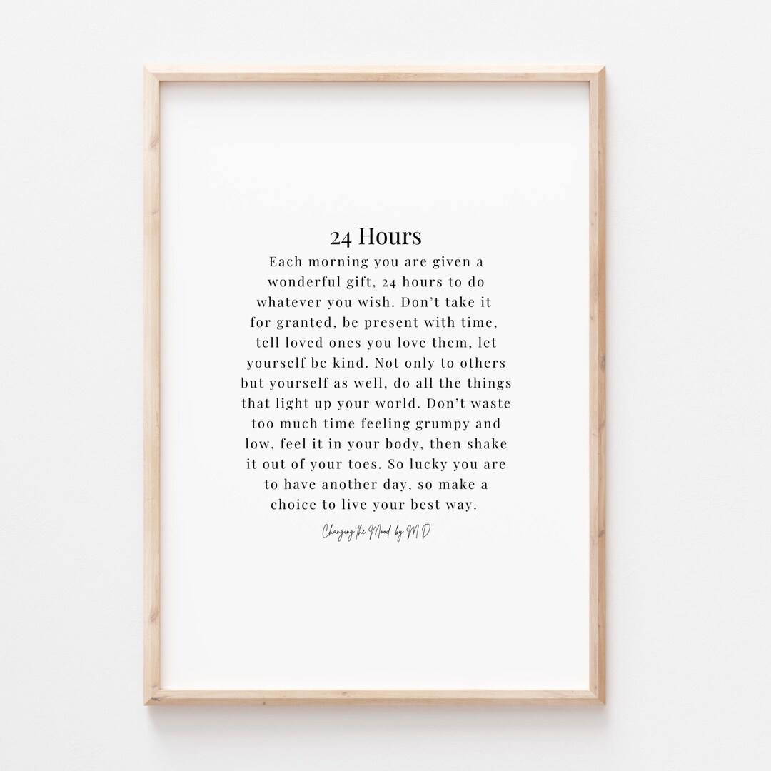 24 Hours Original Poem Print A4 and A3 Download - Etsy