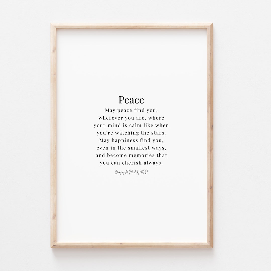 Peace - Original Poem Print (A4 and A3 Download) Inspirational Quote ...