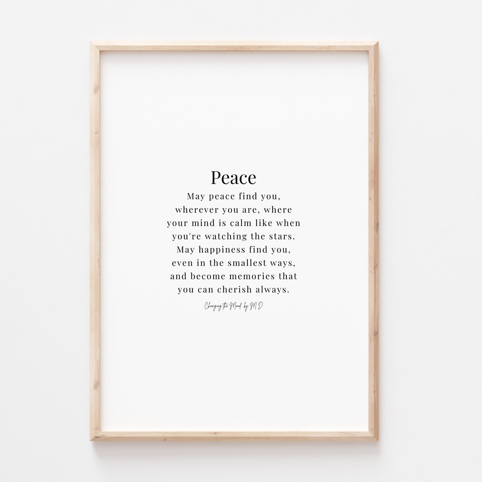 Peace - Original Poem Print (A4 and A3 Download) Inspirational Quote ...
