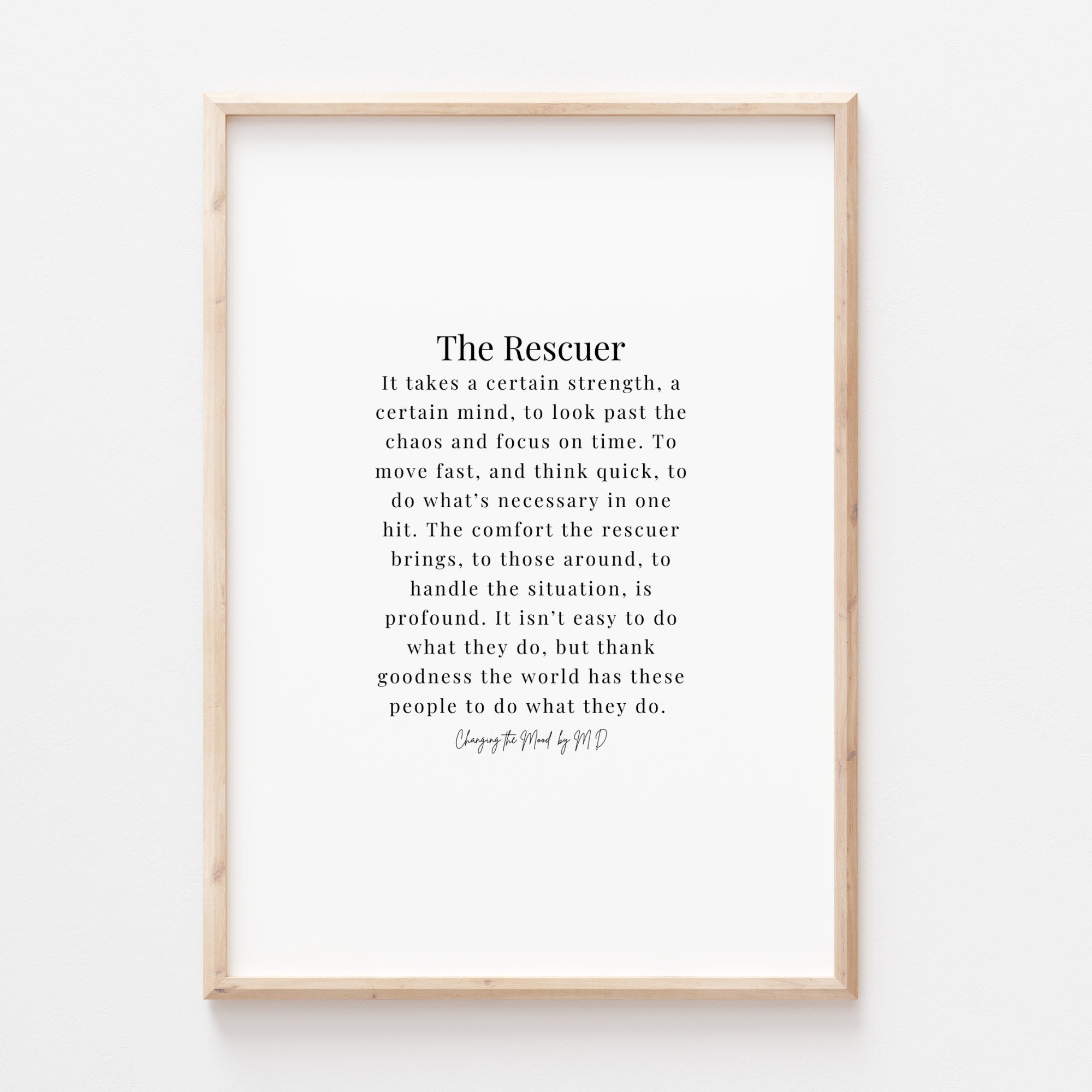 The Rescuer Original Poem Print A4 and A3 Download - Etsy