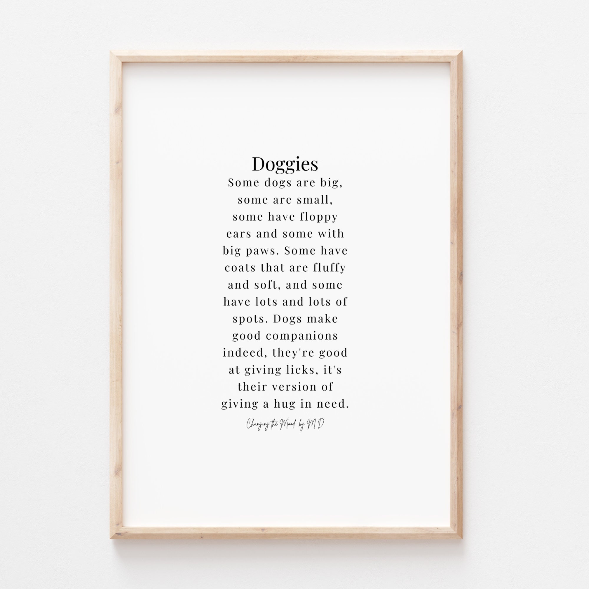 Doggies Original Poem Print A4 and A3 Download Dog Lovers, Gifts for ...