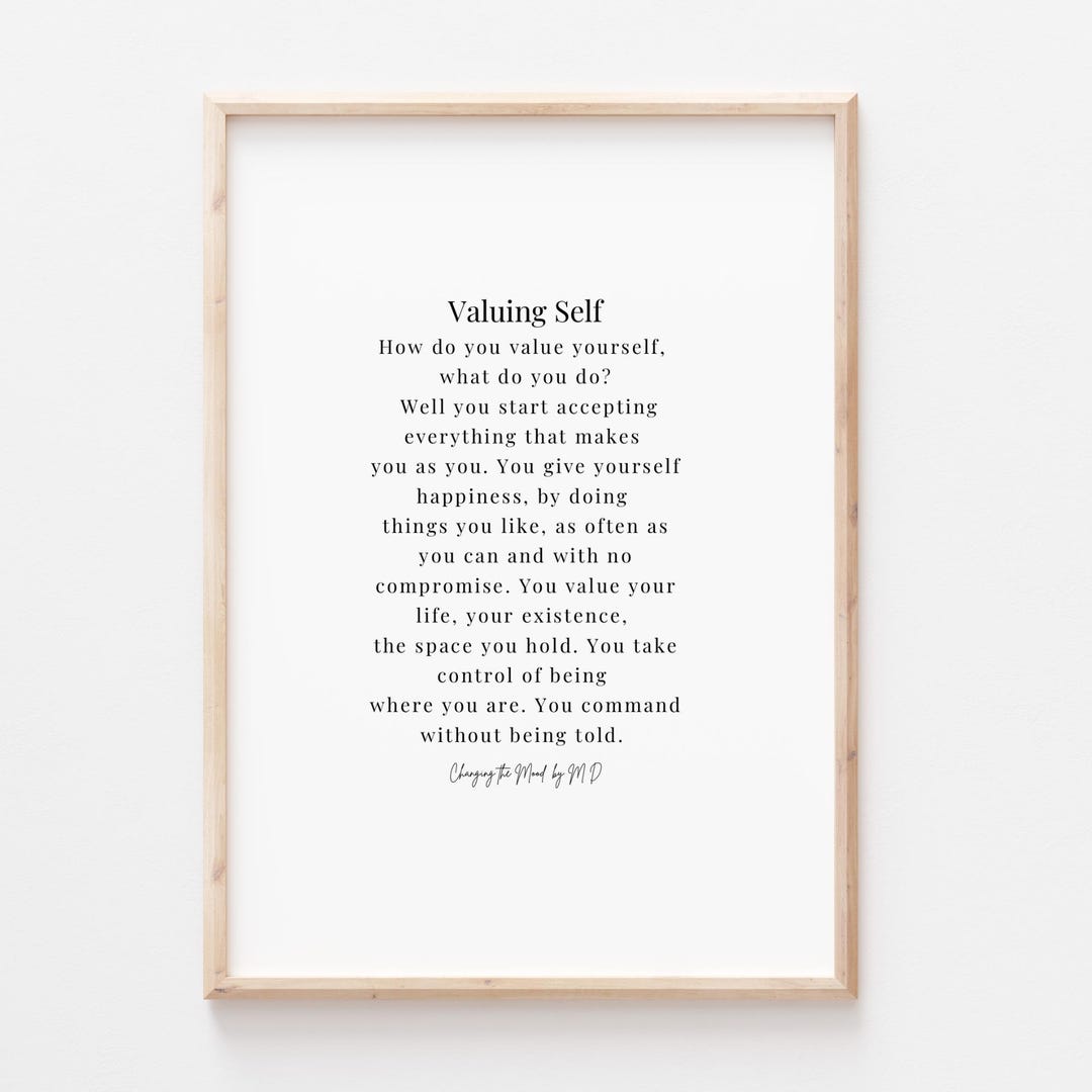 Valuing Self - Original Poem Print (A4 and A3 Download) - Etsy
