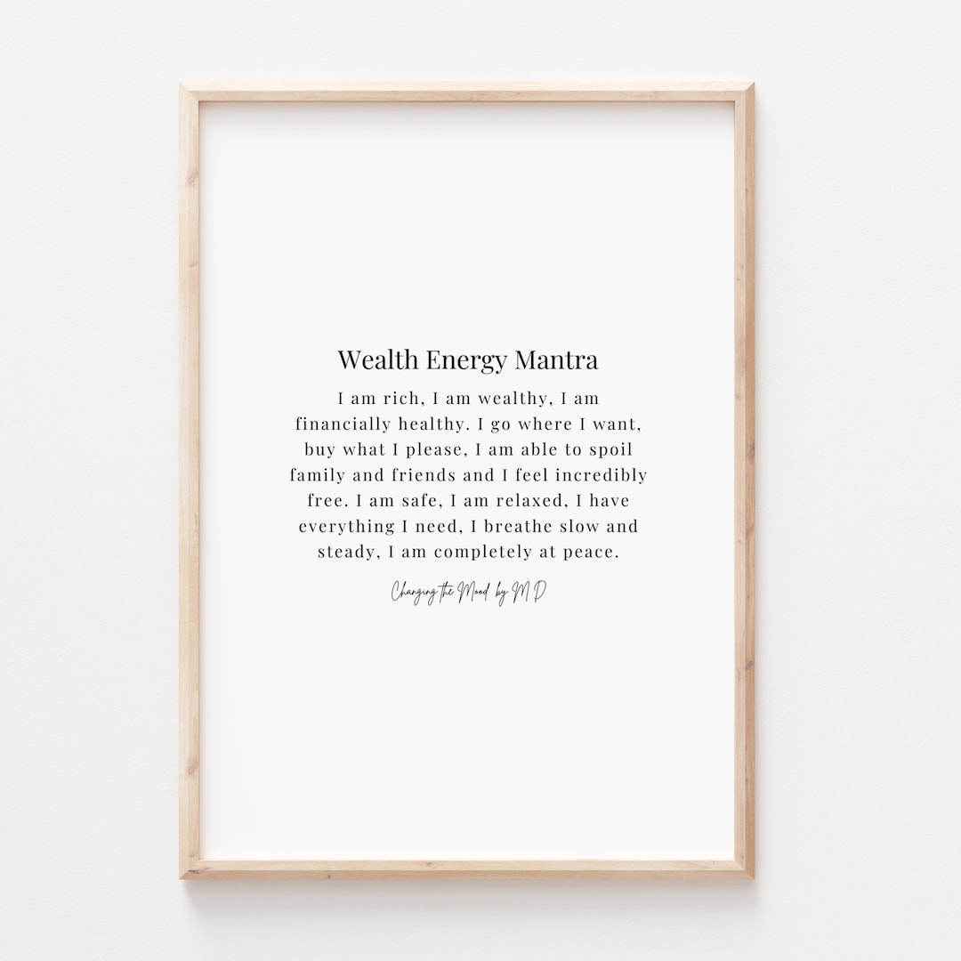 Wealth Energy Mantra Original Poem Print A4 and A3 Download - Etsy