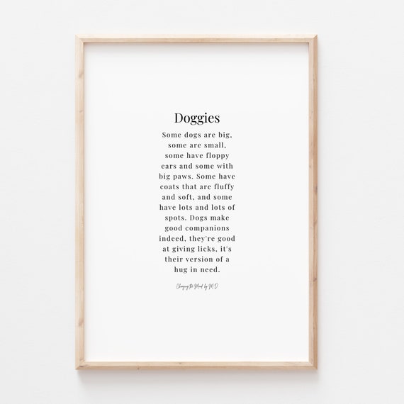 Doggies Original Poem Print A4 and A3 Download Dog Lovers - Etsy