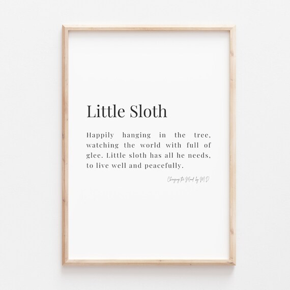 Little Sloth Original Poem Print A4 and A3 Download - Etsy Hong Kong