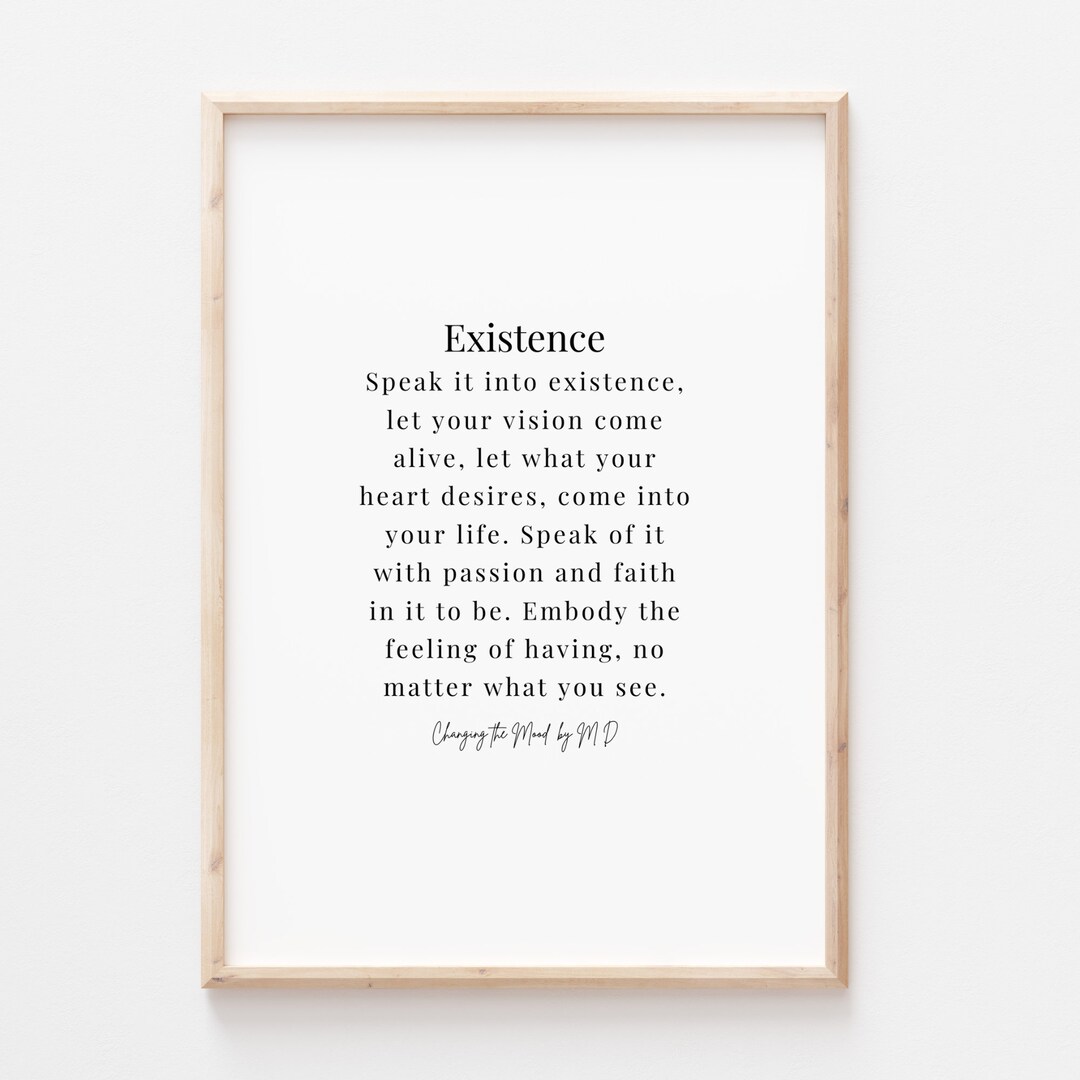 Existence - Original Poem Print (A4 and A3 Download) - Etsy