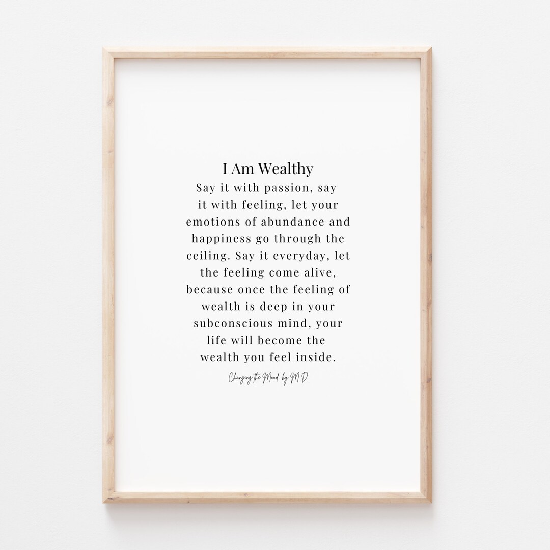 I Am Wealthy - Original Poem Print - A4 and A3 Download - Etsy