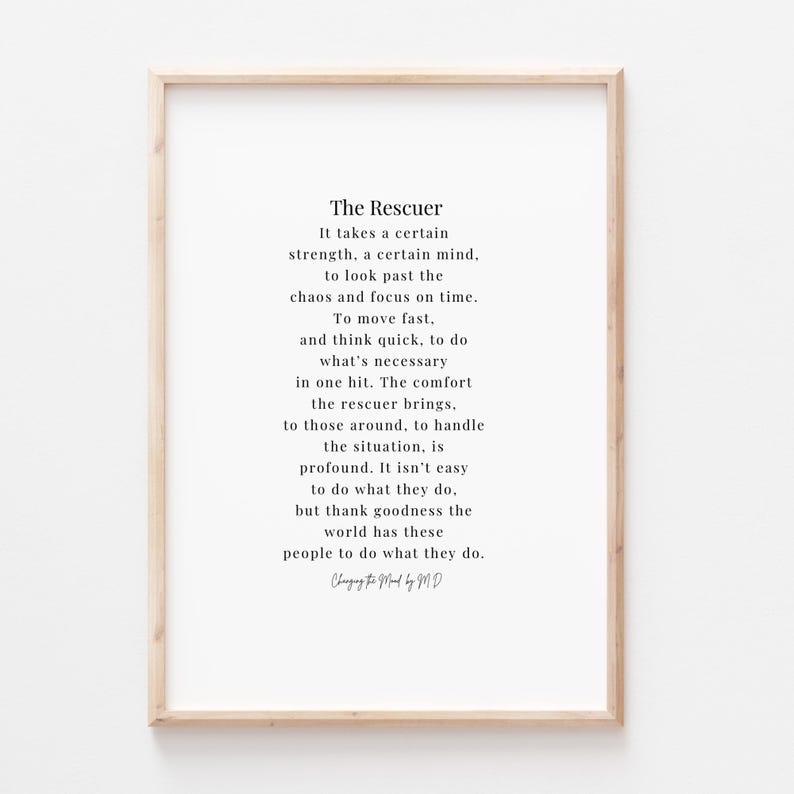 The Rescuer - Original Poem Print - A4 and A3 Download - Etsy