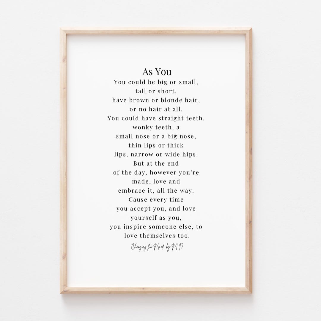 As You - Original Poem Print (A4 and A3 Download) - Etsy