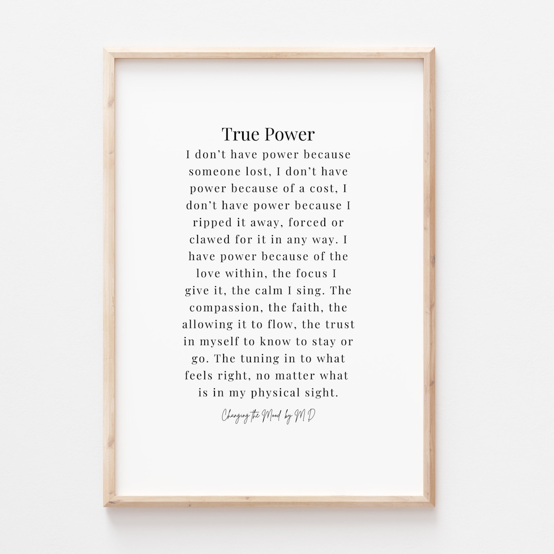True Power - Original Poem Print (A4 and A3 Download) - Etsy