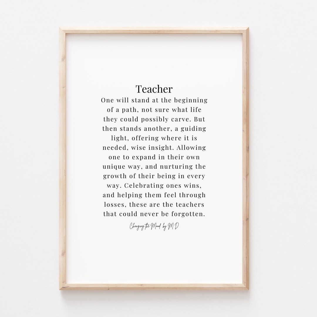 Teacher Appreciation Gift Teacher Thank You Poem Teacher Gift Ideas ...