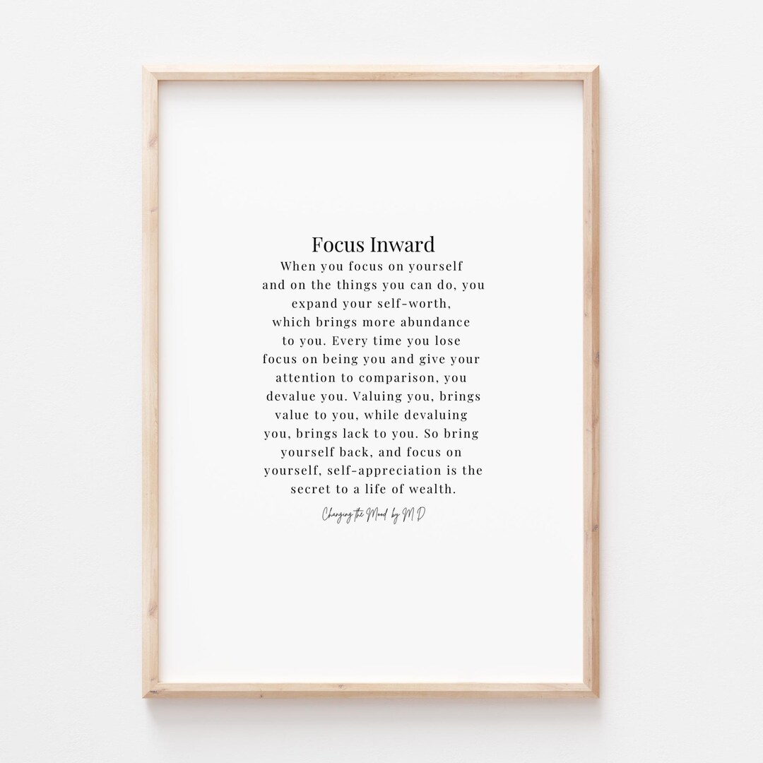 Focus Inward - Original Poem Print - A4 and A3 Download - Etsy