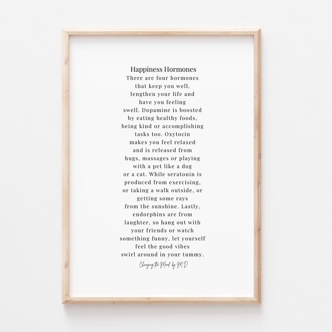 Happiness Hormones - Original Poem Print (A4 and A3 Download) - Etsy