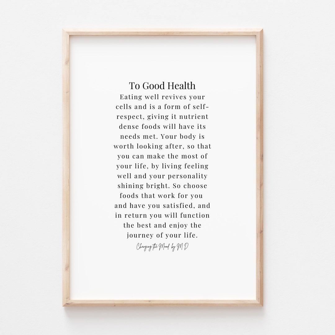 To Good Health - Original Poem Print (A4 and A3 Download) - Etsy