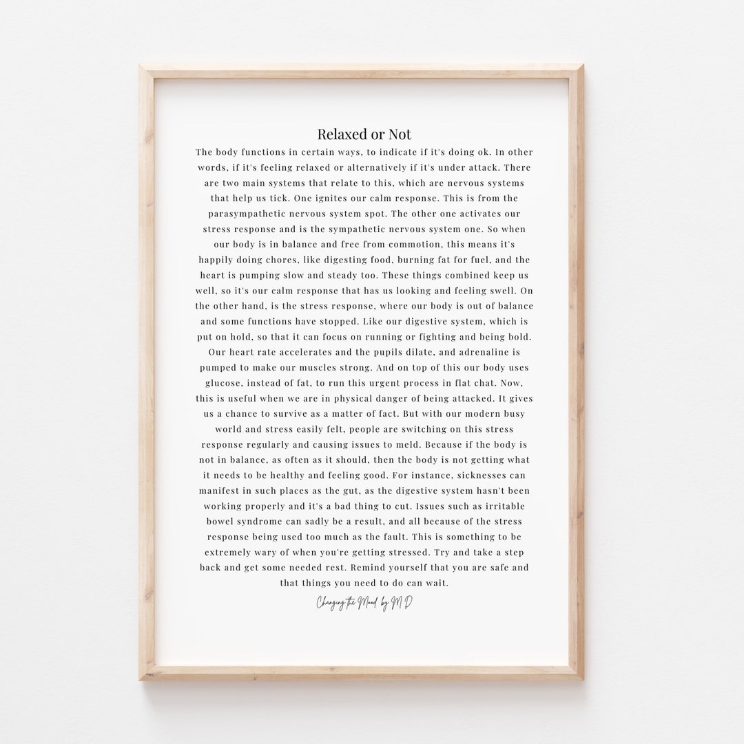 Relaxed or Not - Original Poem Print (A4 and A3 Download) - Etsy
