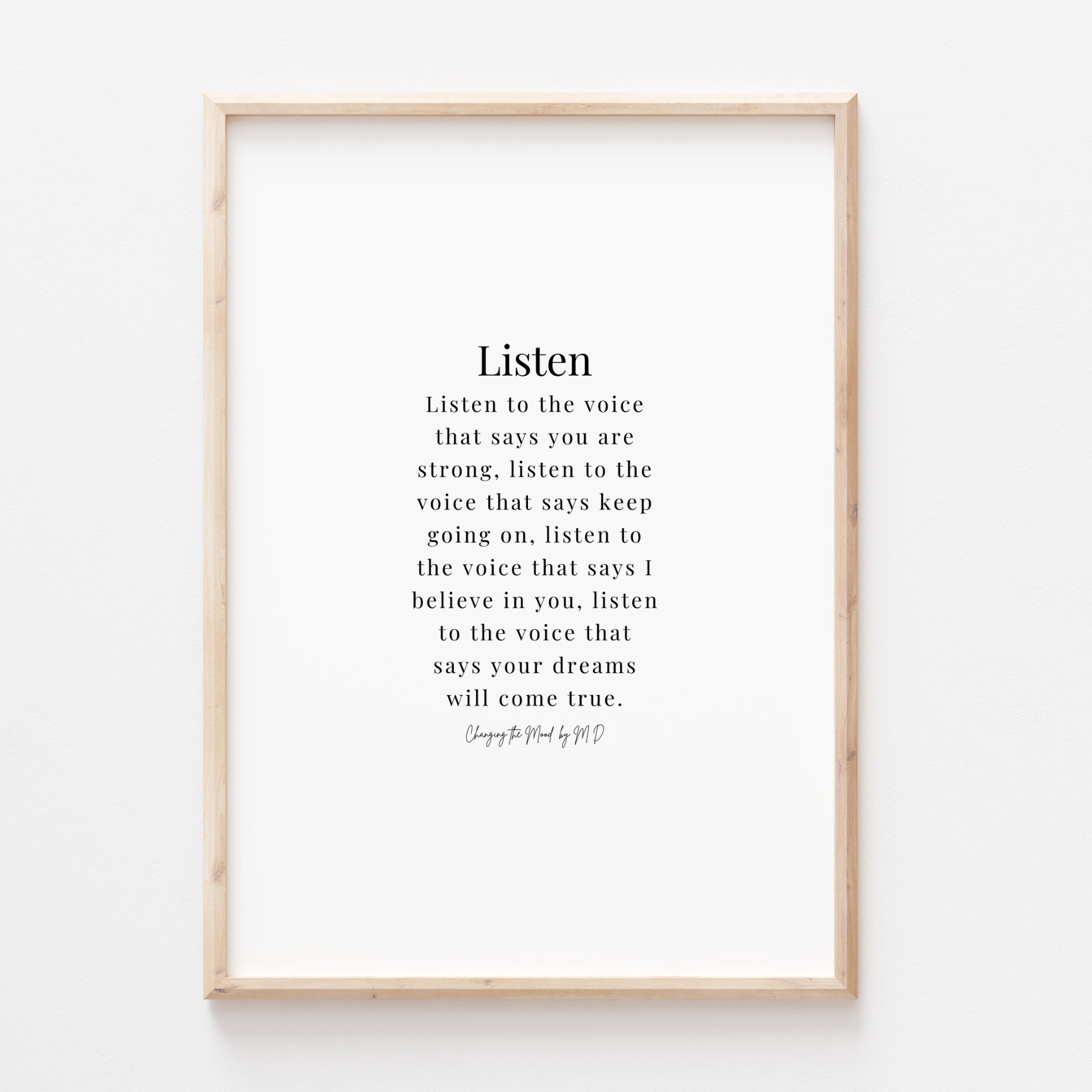 Listen - Original Poem Print (A4 and A3 Download) - Etsy