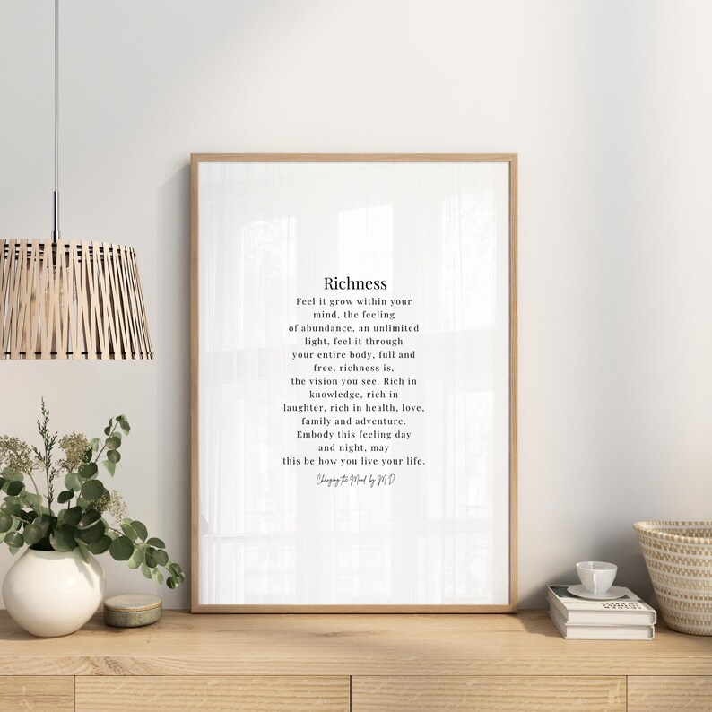 Richness - Original Poem Print - A4 and A3 Download - Etsy