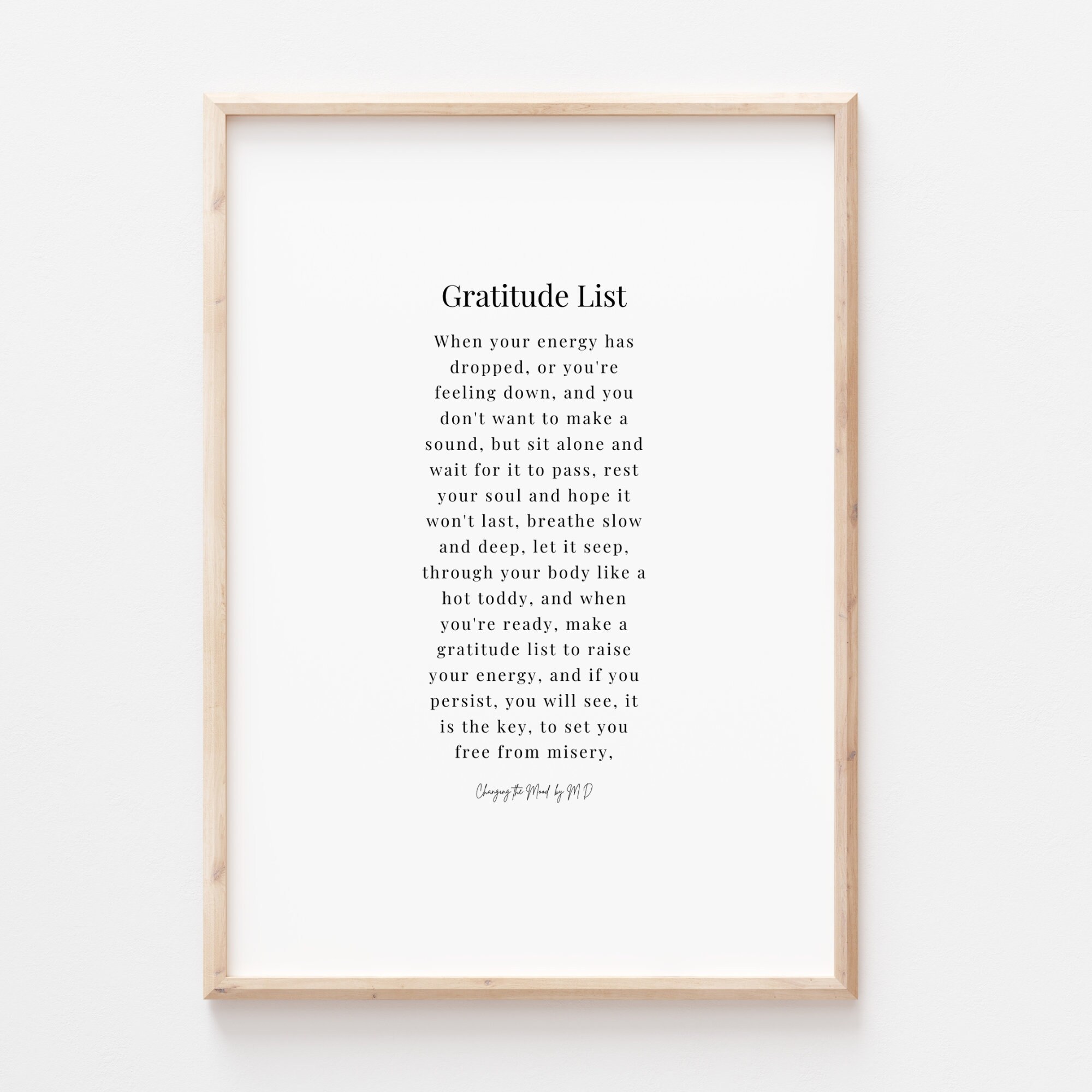 Gratitude List Original Poem Print A4 and A3 Download - Etsy