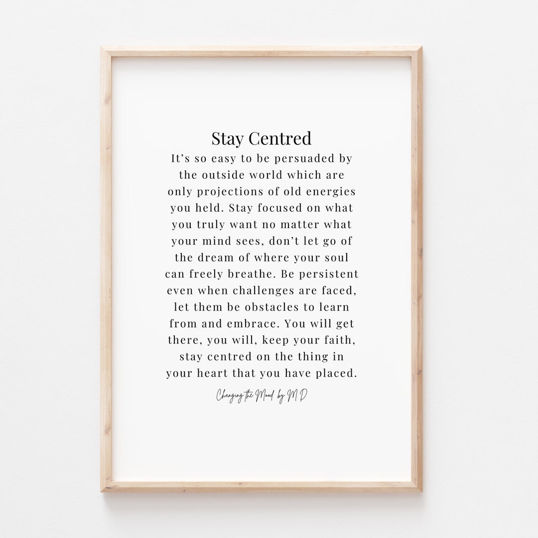 Stay Centred - Original Poem Print (A4 and A3 Download) - Etsy