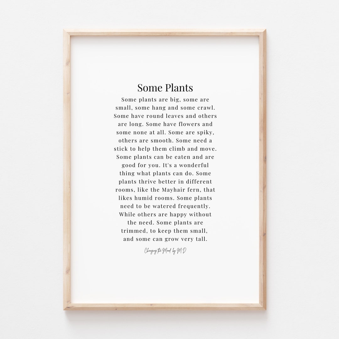 Some Plants - Original Poem Print (A4 and A3 Download) Plant Lover Gift ...