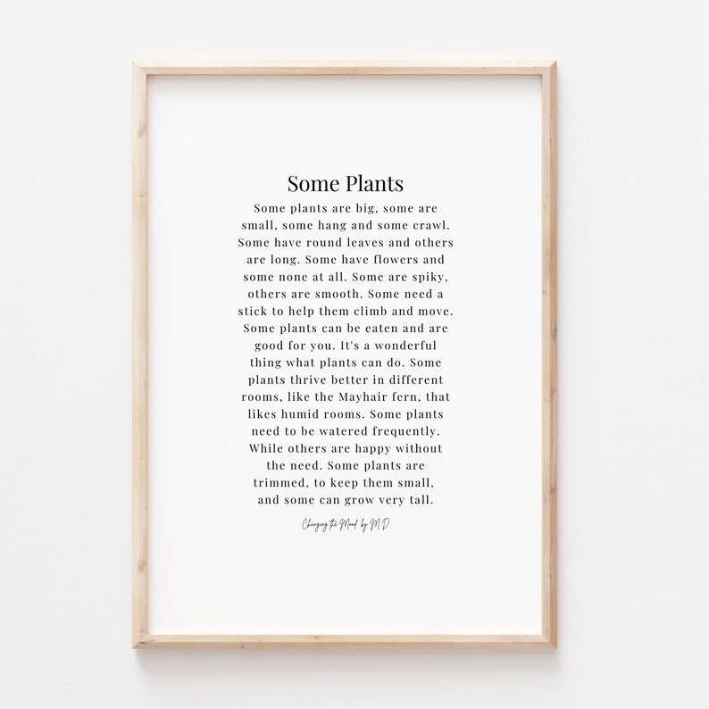 Some Plants - Original Poem Print (A4 and A3 Download) Plant Lover Gift ...