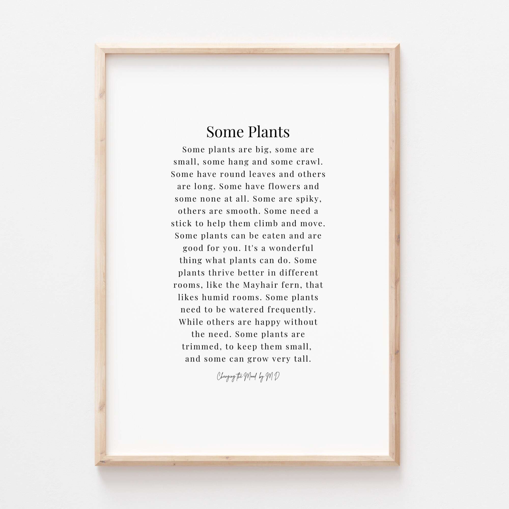 Some Plants - Original Poem Print (A4 and A3 Download) Plant Lover Gift ...