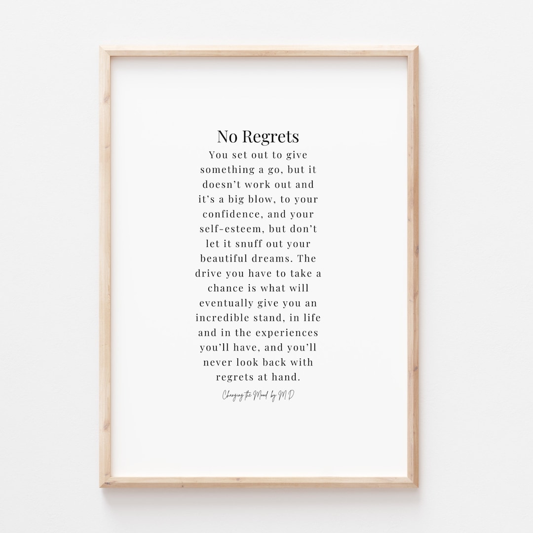 No Regrets - Original Poem Print - A4 and A3 Download - Etsy