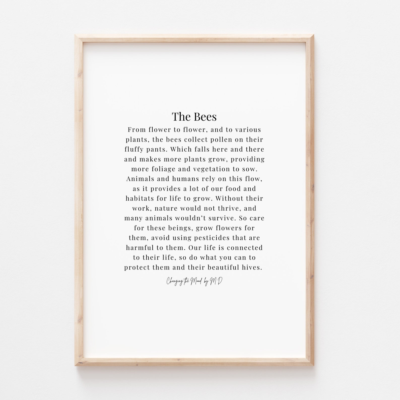 The Bees - Original Poem Print (A4 and A3 Download) Honey Bee Wall Art ...