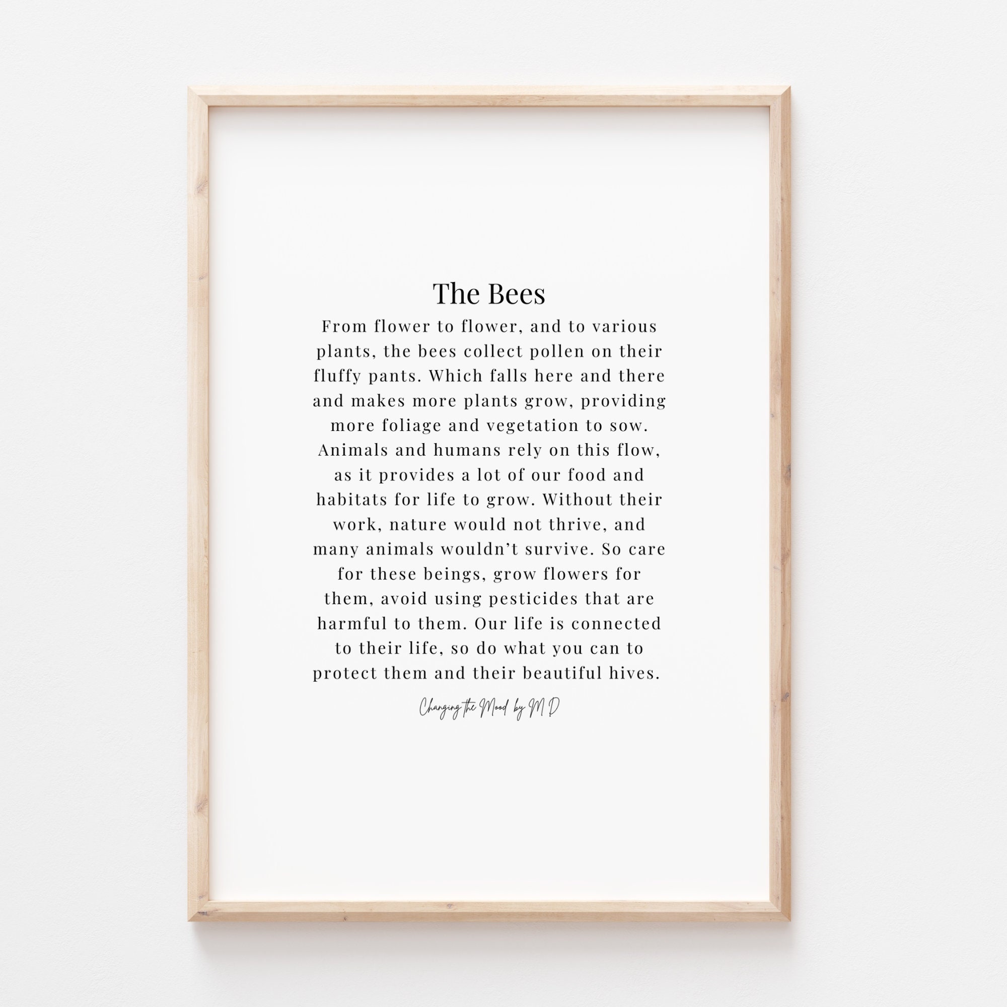The Bees - Original Poem Print (A4 and A3 Download) Honey Bee Wall Art ...