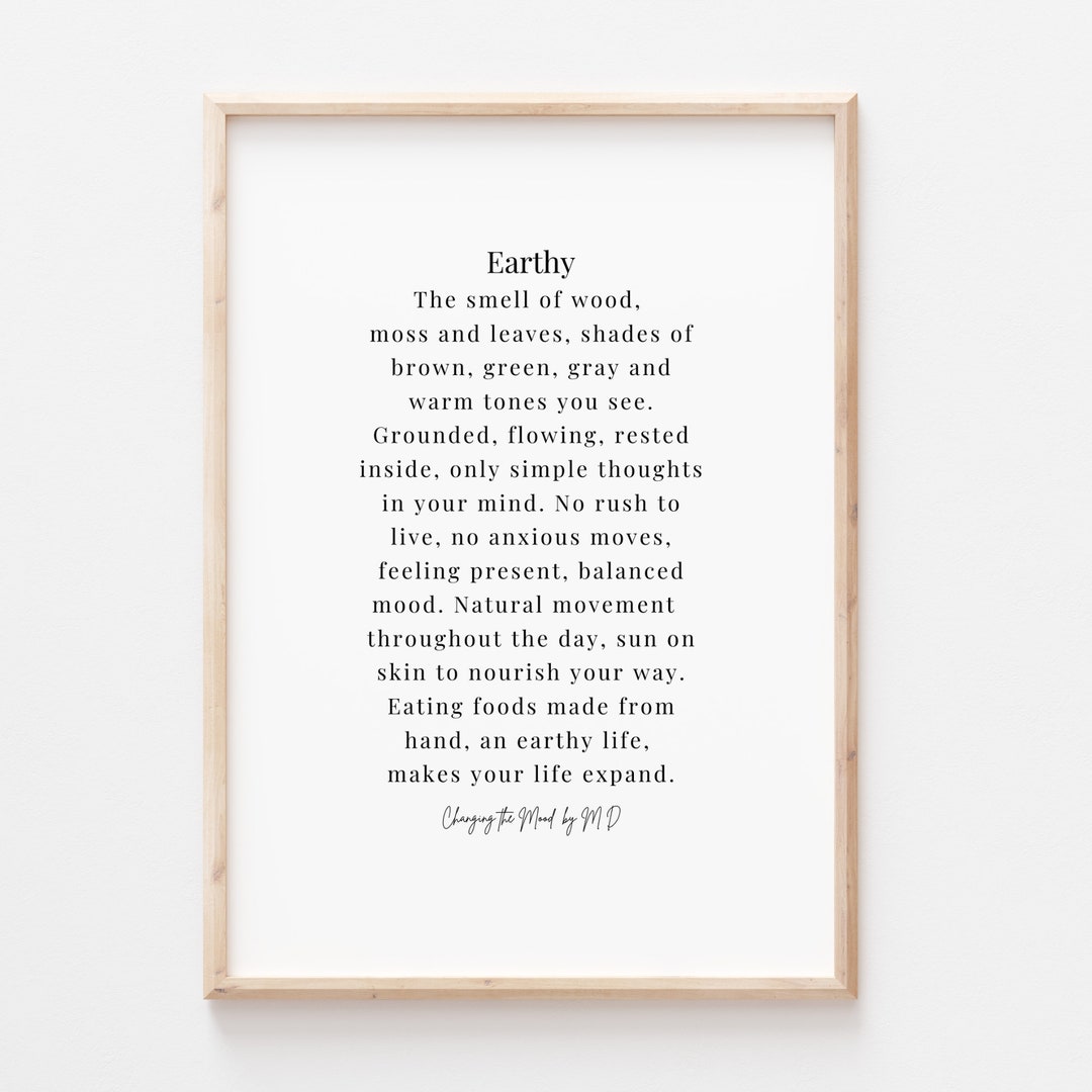 Earthy - Original Poem Print (A4 and A3 Download) - Etsy