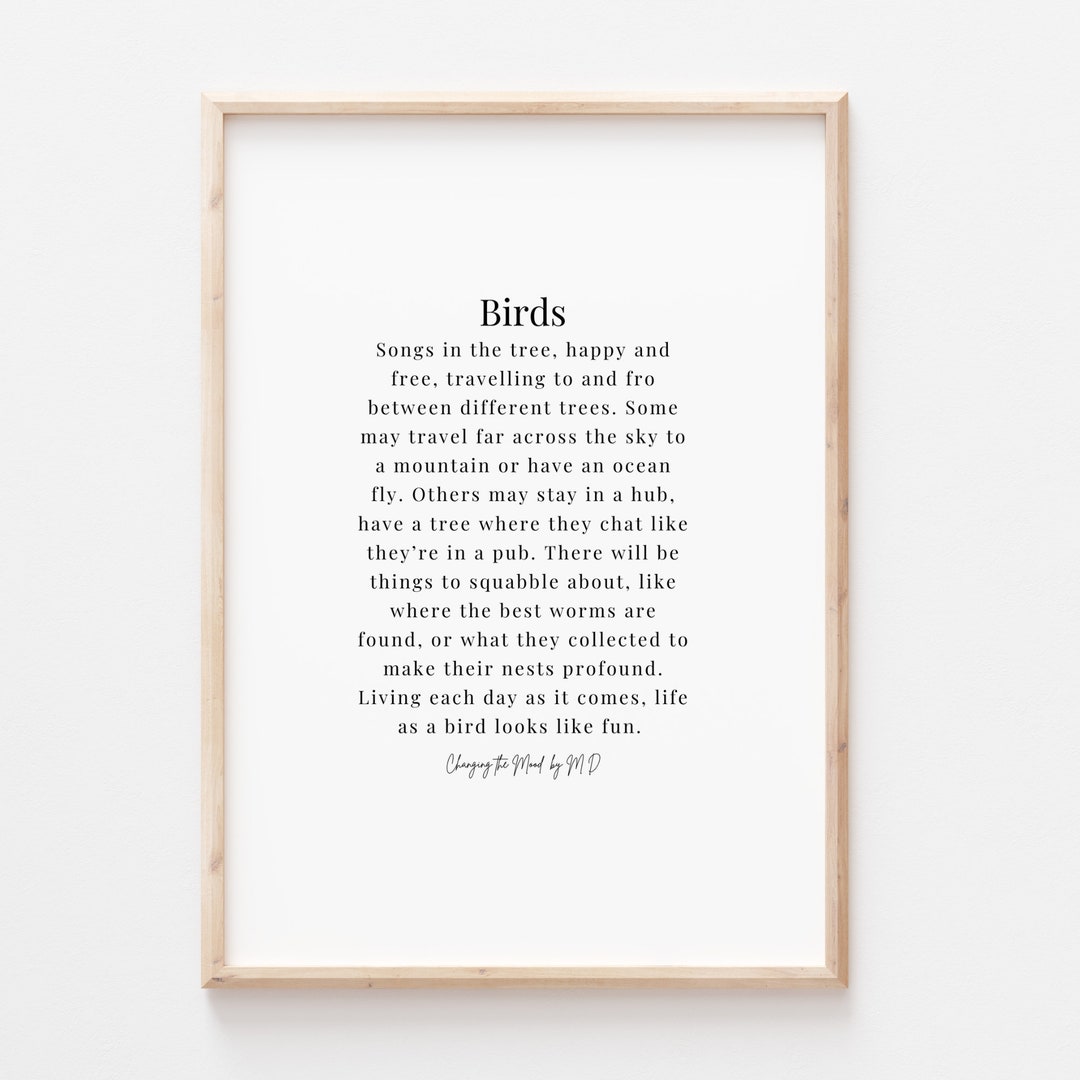 Birds Original Poem Print A4 and A3 Download - Etsy