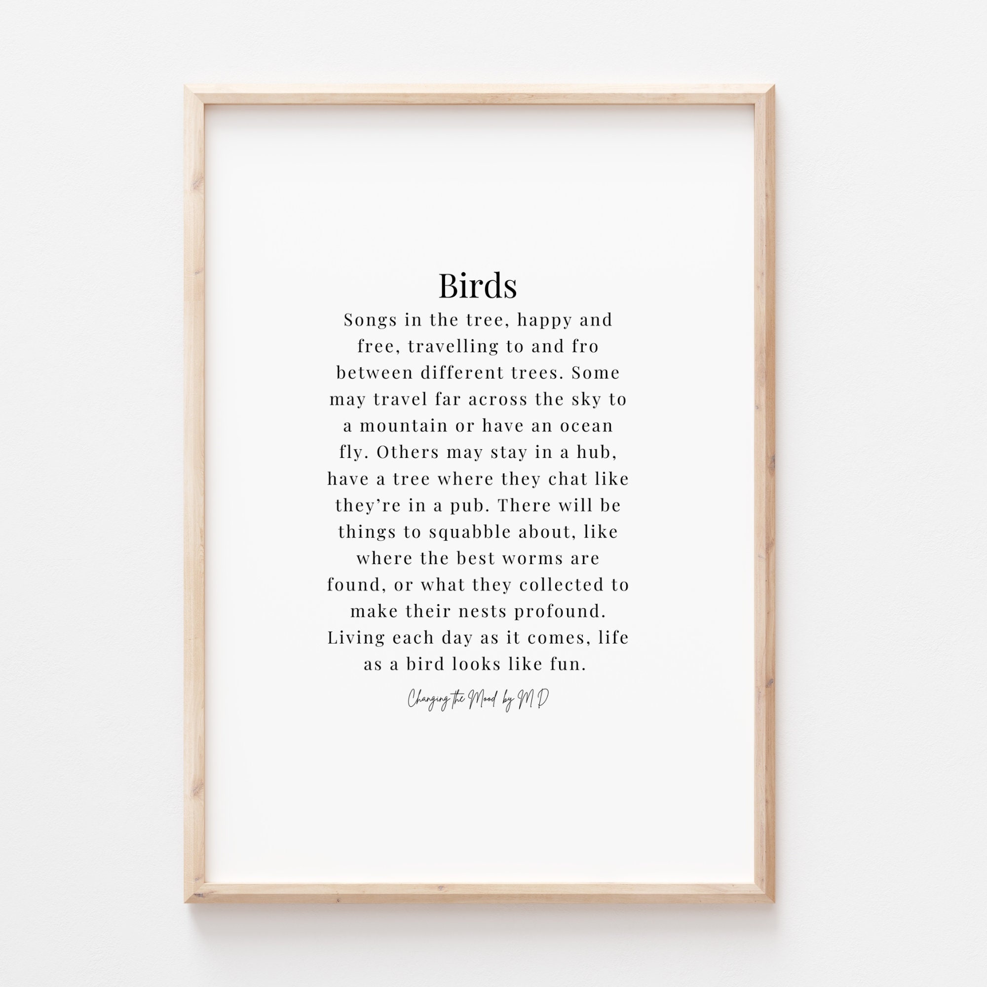 Birds Original Poem Print A4 and A3 Download - Etsy