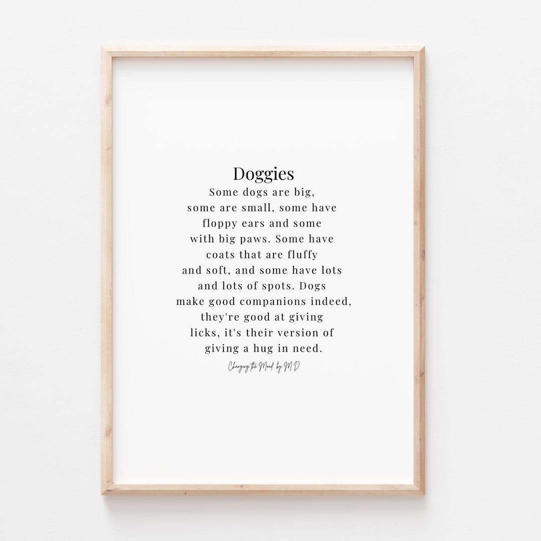 Doggies - Original Poem Print (A4 and A3 Download) Dog Lovers, Gifts ...
