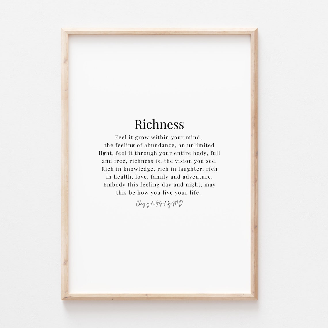 Richness Original Poem Print A4 and A3 Download - Etsy