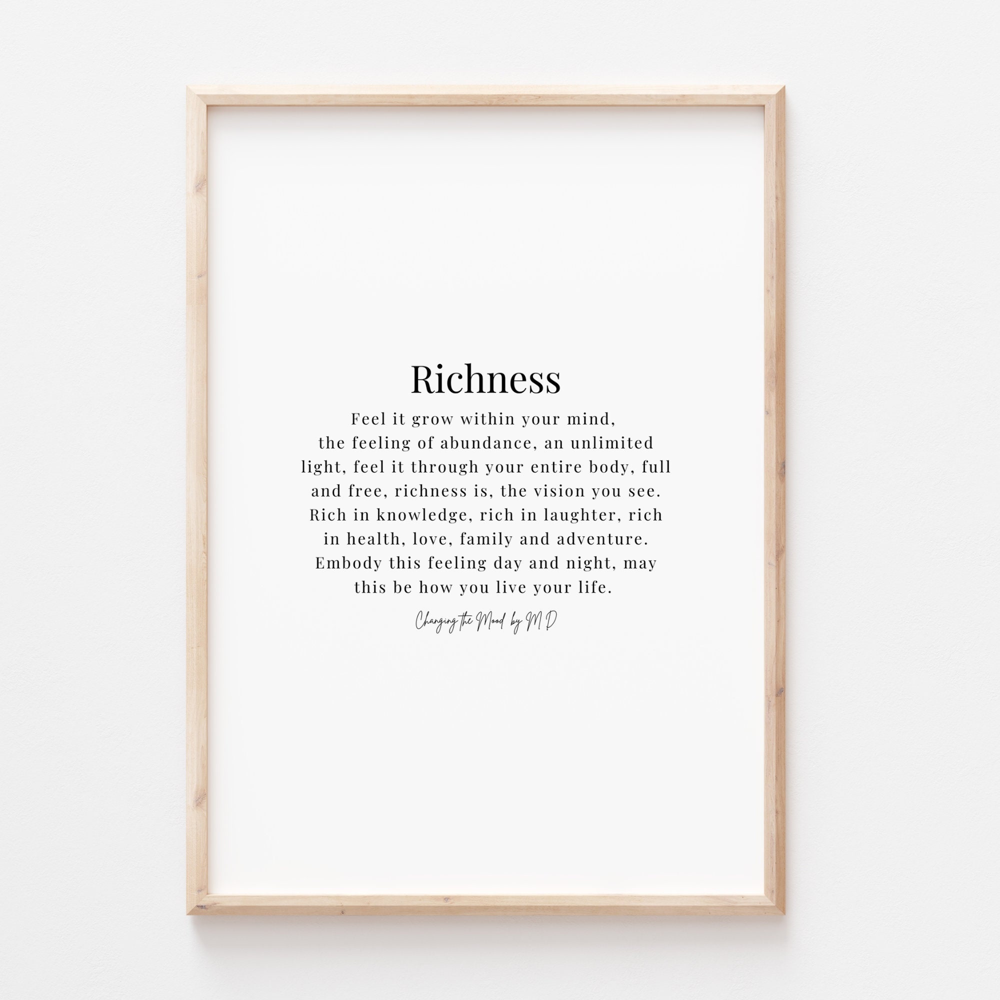 Richness Original Poem Print A4 and A3 Download - Etsy