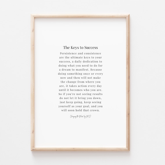 The Keys to Success Original Poem Print A4 and A3 Download - Etsy