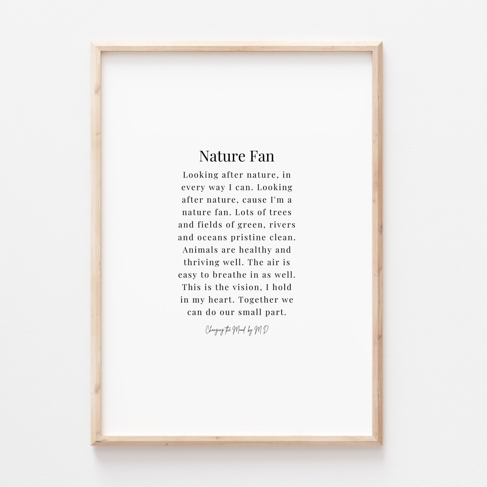 Nature Fan Original Poem Print A4 and A3 Download Nature Lovers, Gifts ...