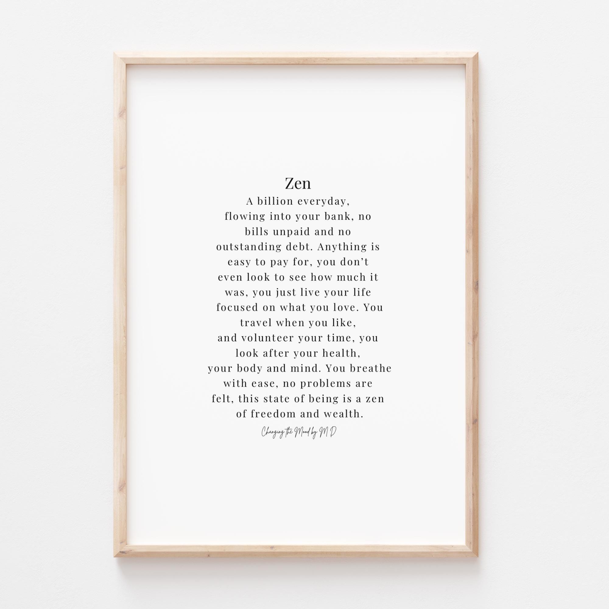 Zen - Original Poem Print (A4 and A3 Download) - Etsy
