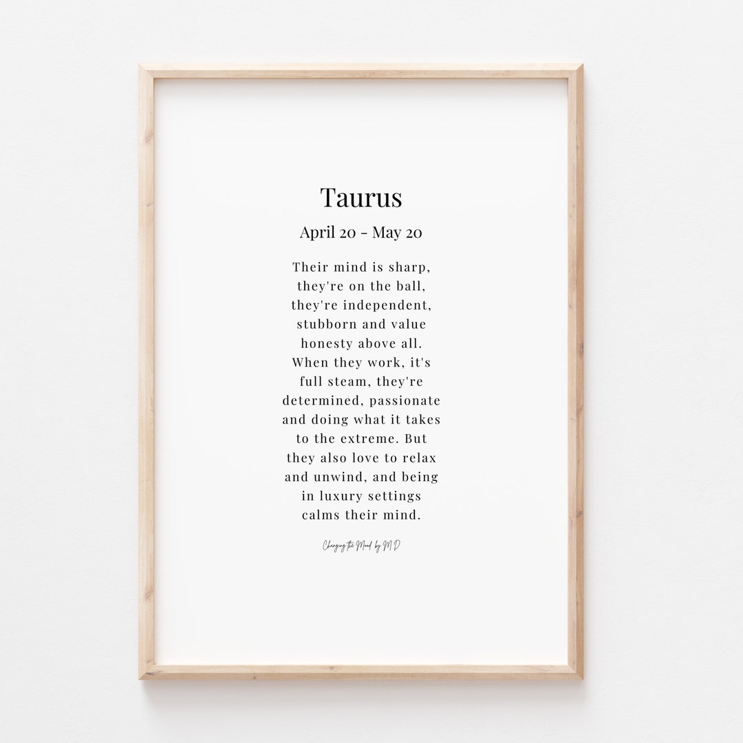 Taurus- Original Poem Print (A4 and A3 Download) - Etsy