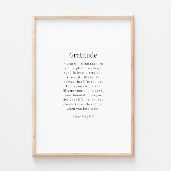 Gratitude Original Poem Print A4 and A3 Download - Etsy