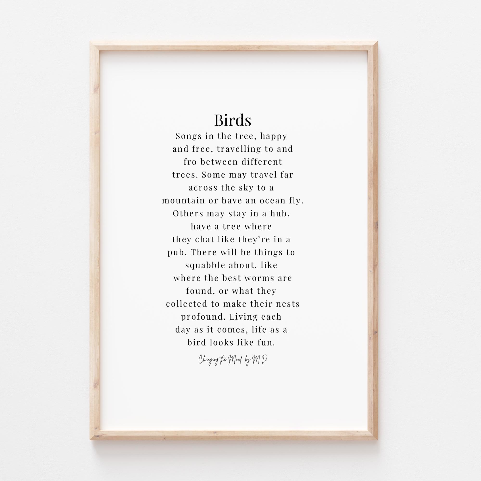 Birds - Original Poem Print (A4 and A3 Download) - Etsy