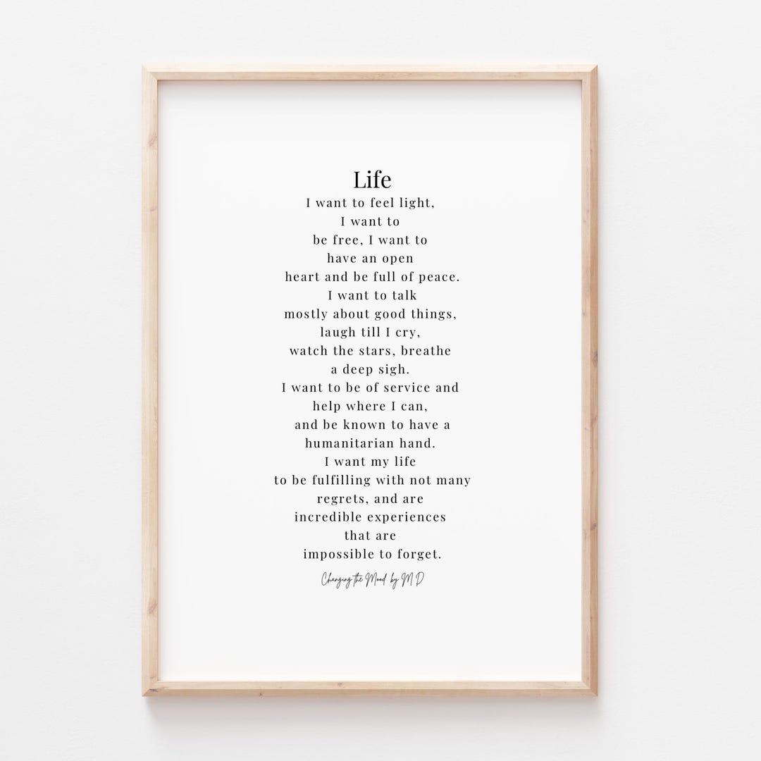 Life - Original Poem Print - A4 and A3 Download - Etsy