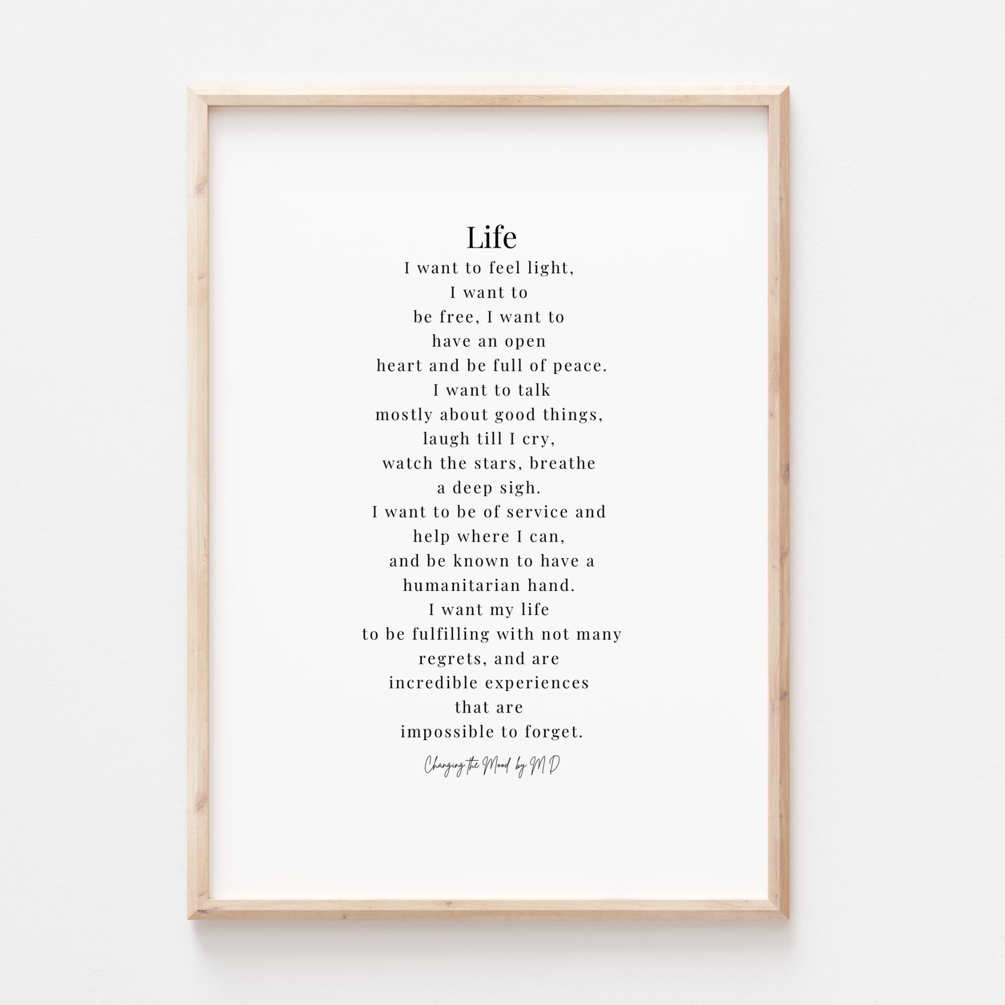 Life - Original Poem Print - A4 and A3 Download - Etsy