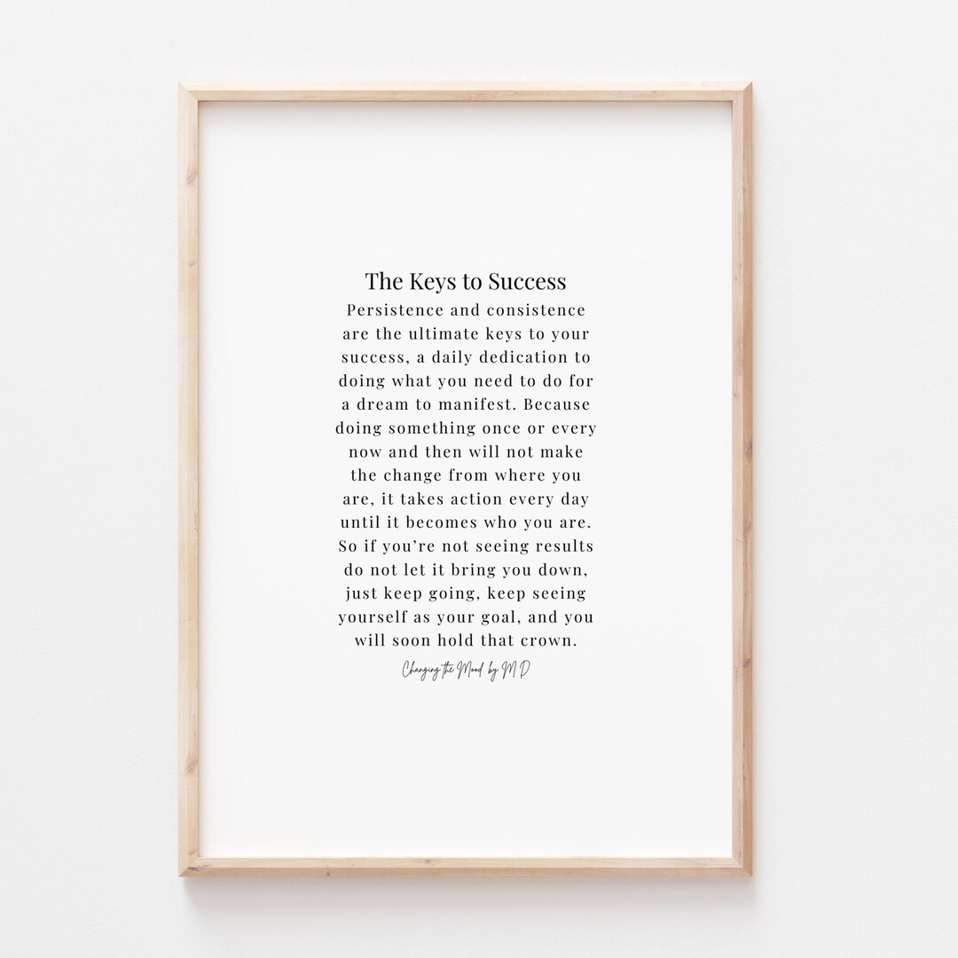 The Keys to Success - Original Poem Print (A4 and A3 Download) - Etsy