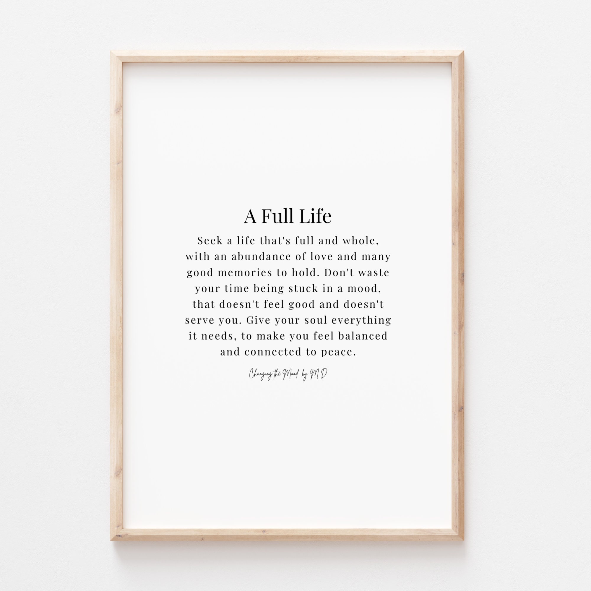 A Full Life - Original Poem Print (A4 and A3 Download) - Etsy