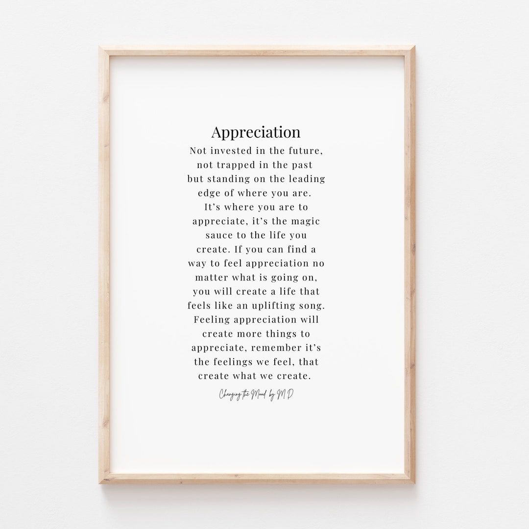 Appreciation - Original Poem Print (A4 and A3 Download) - Etsy