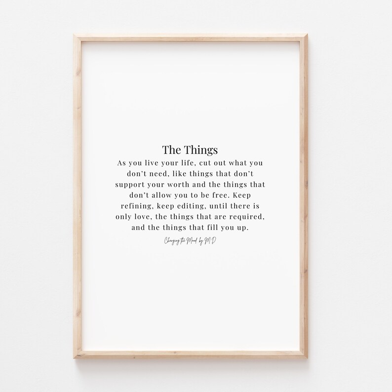The Things Original Poem Print A4 and A3 Download - Etsy