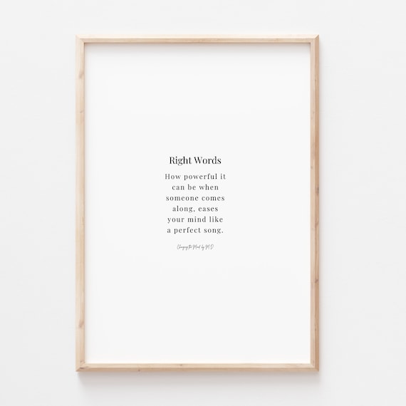 Right Words Original Poem Print A4 and A3 Download - Etsy